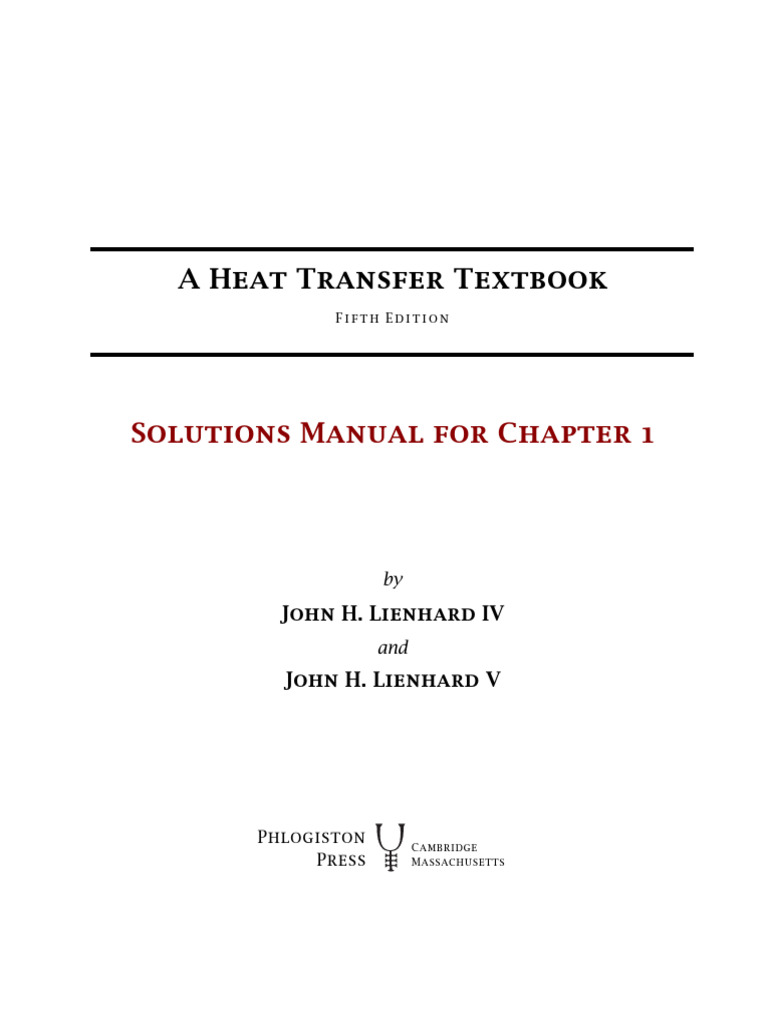 A Heat Transfer Textbook 5th Solution Manual - Lienhard | PDF | Thermal ...