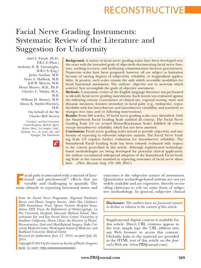 Facial Nerve Grading Instruments | PDF | Science & Mathematics