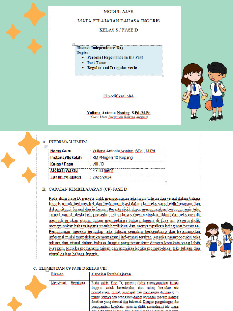 Modul Ajar Past Tense-Regular Dan Irregular Verbs - Yuli - Compressed | PDF