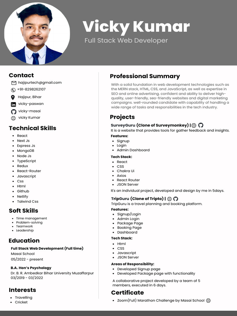 Vicky Kumar Resume | PDF | World Wide Web | Internet & Web