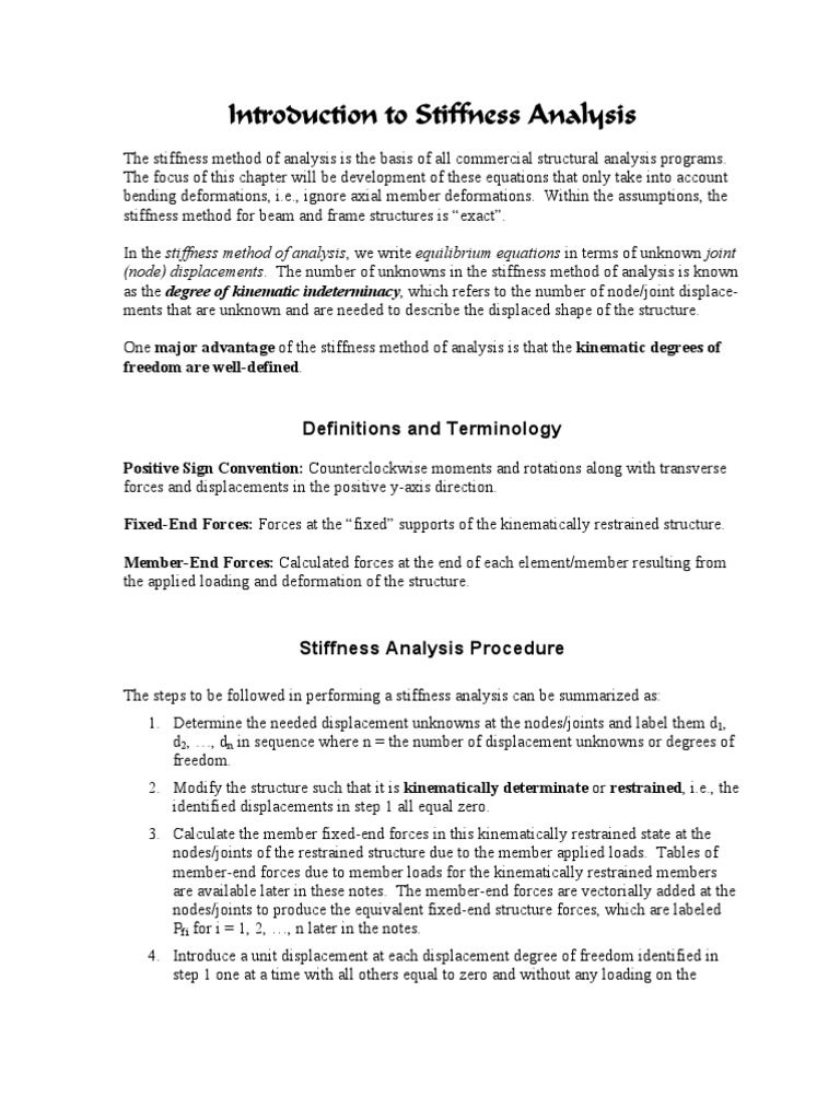 Introduction To Stiffness Method | PDF | Stiffness | Force