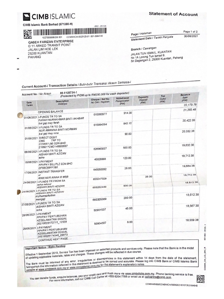 Statement of Account | PDF