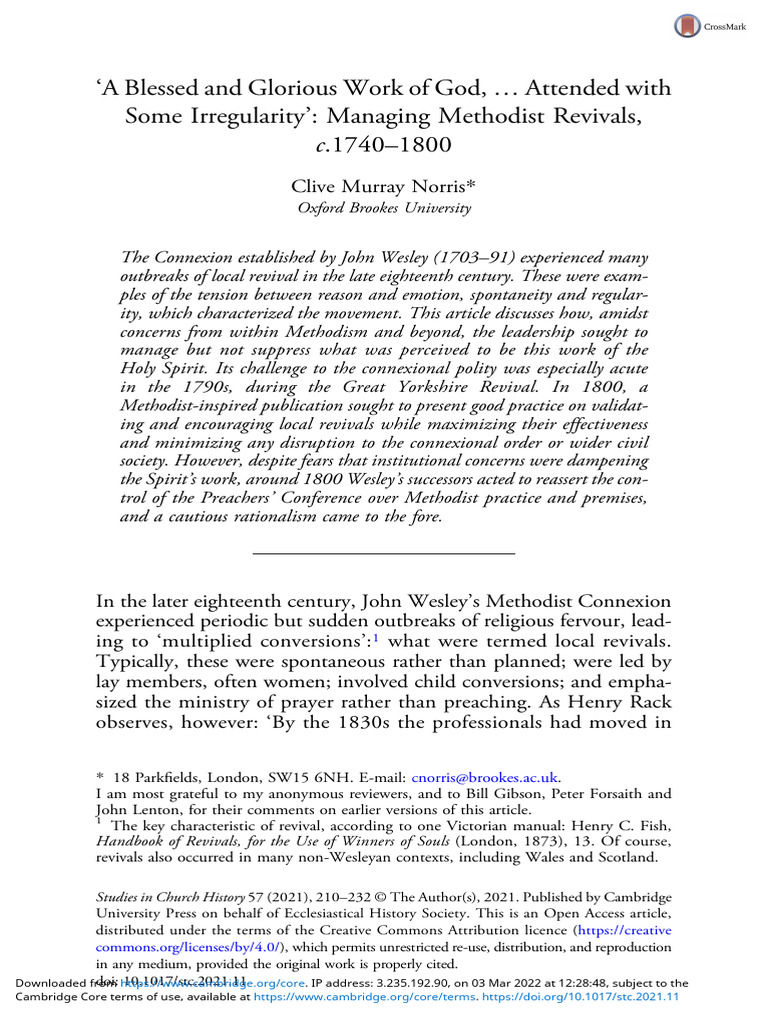 A Blessed and Glorious Work of God Atte | PDF | Methodism | John Wesley