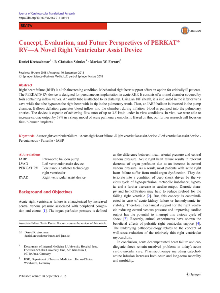 Concept Evaluation and Future Perspectives of PERKAT RV - A Novel Right ...