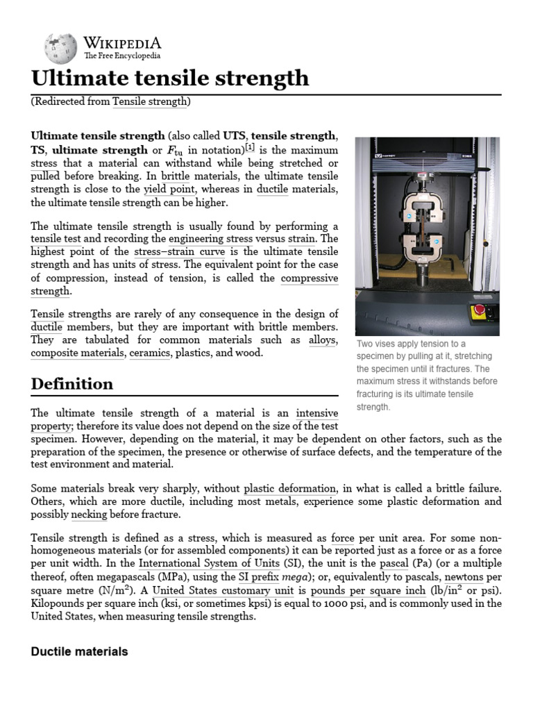 Ultimate Tensile Strength | PDF | Ultimate Tensile Strength ...