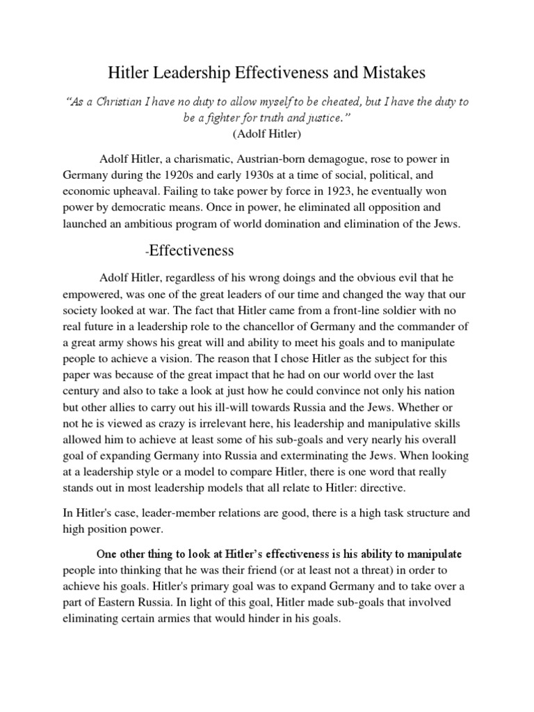 Leadership Lessons from Hitler | PDF | Adolf Hitler | Leadership