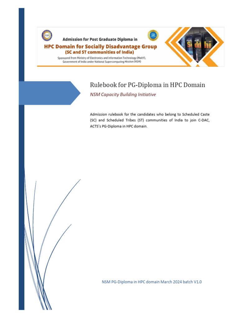 PDF - NSM - NSM Rule Book PG Diploma in HPC March 2024 | PDF | Cloud ... PDF - NSM - NSM Rule Book PG Diploma in HPC March 2024 | PDF | Cloud ...