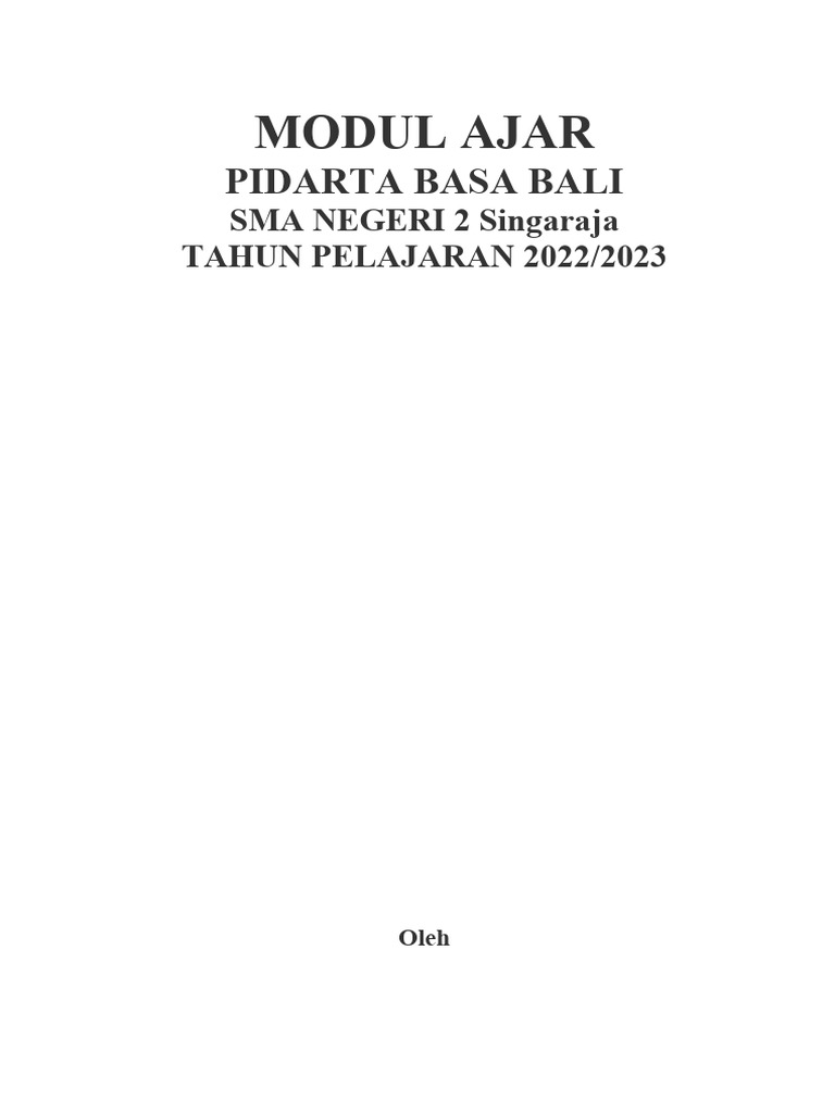MODUL Pidarta Basa Bali Kelas X | PDF