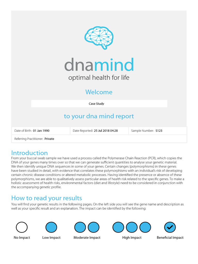 DNA Mind Sample Report | PDF | Apolipoprotein E | Dopamine