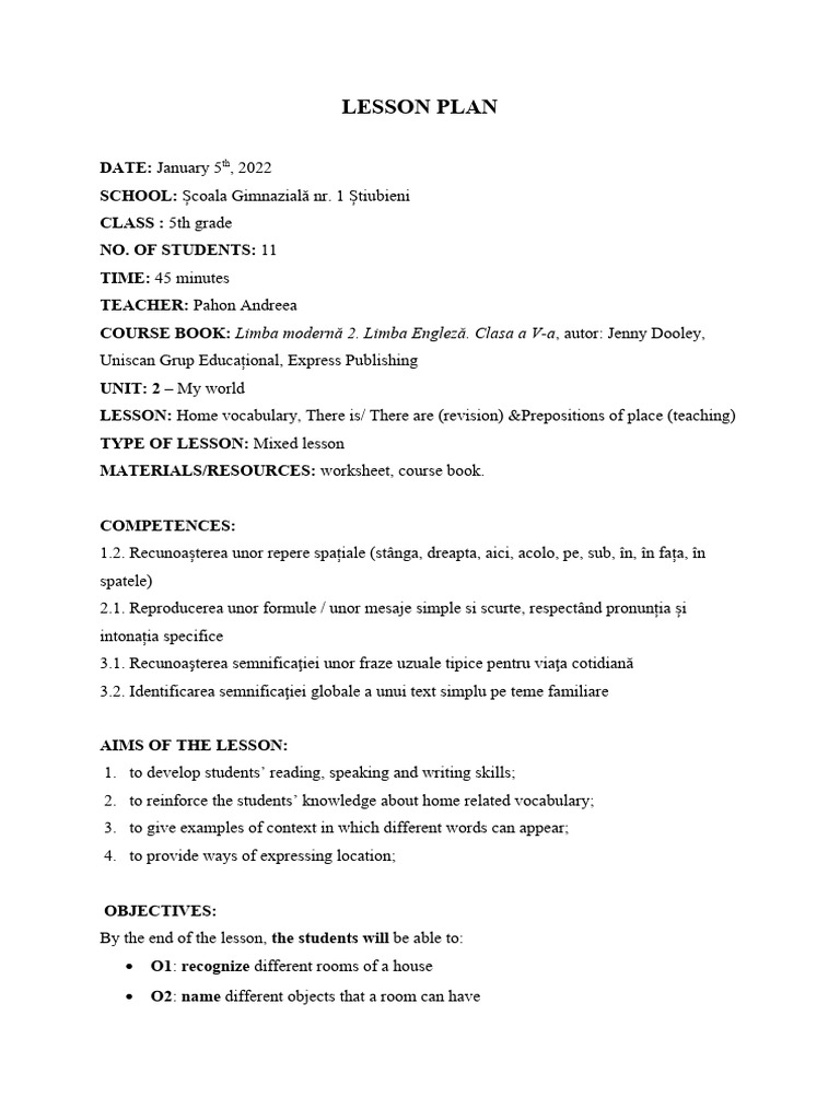 Lesson Plan 5 L2 Revision | PDF | Plural | Grammatical Number