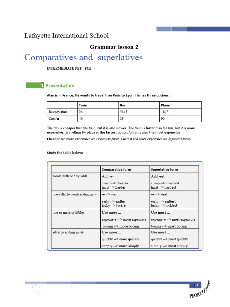 Comparatives and Superlatives British English Student | PDF ...
