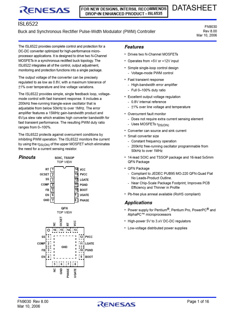 REN Isl6522 DST 20010525-1998129 | PDF | Amplifier | Mosfet