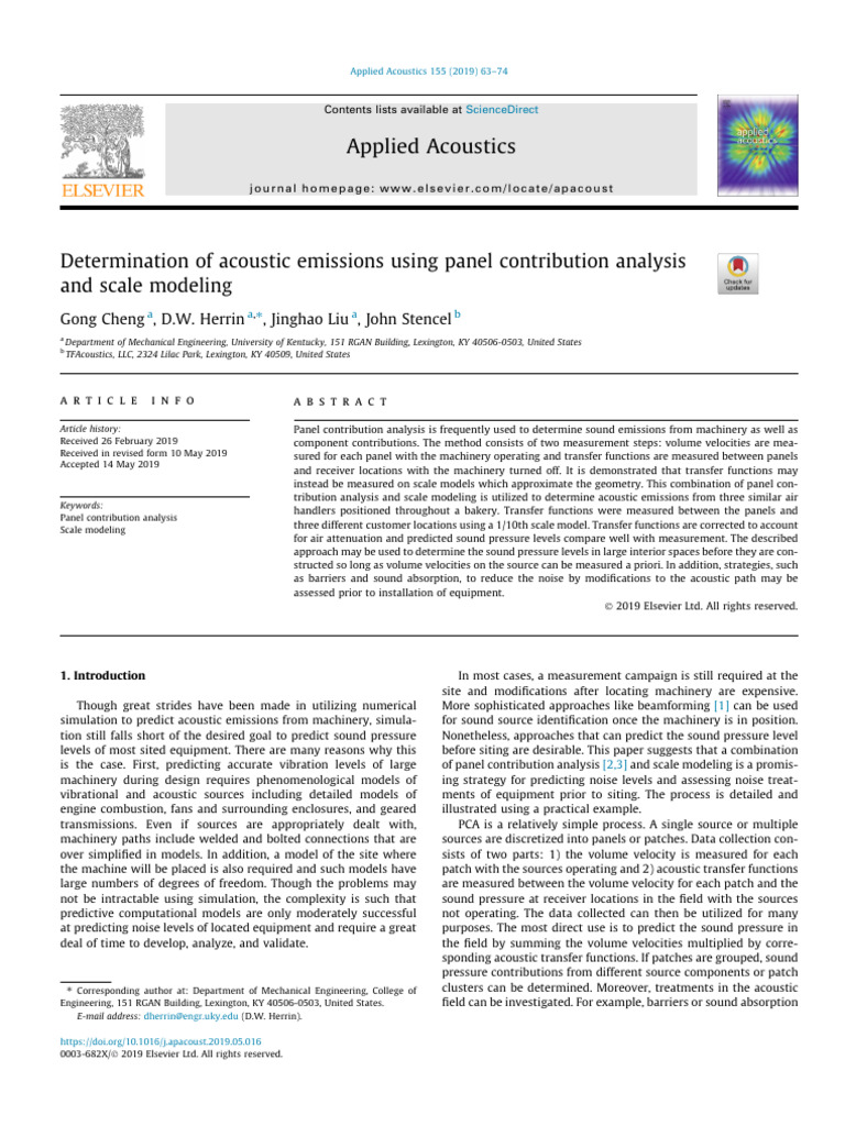 Determination of Acoustic Emissions Using Panel Contribution Analysis | PDF | Principal ...