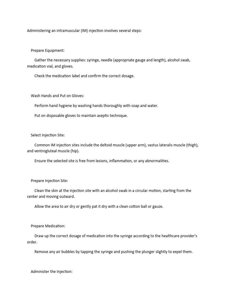 IM Injection | PDF | Injection (Medicine) | Pharmacology