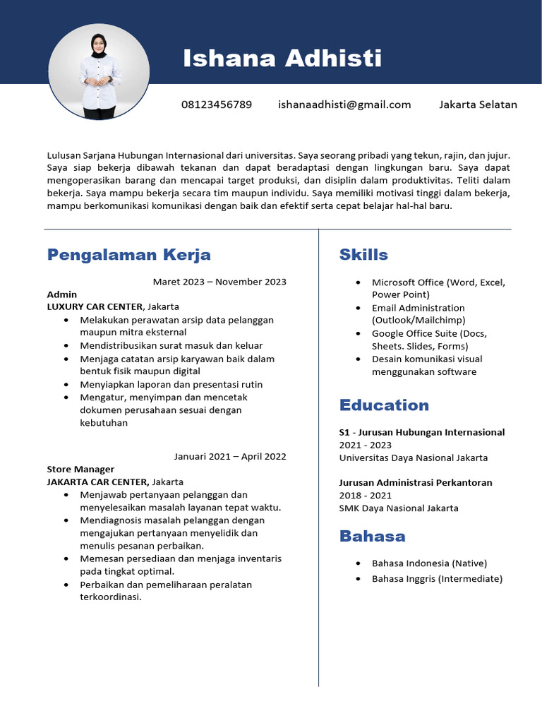 CV Template 0003 | PDF | Karier & Perkembangan