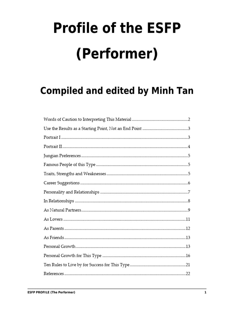 Understanding the ESFP Performer Profile | PDF | Personality Type | Thought