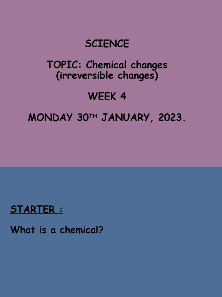 Chemical Changes | PDF | Chemical Substances | Matter