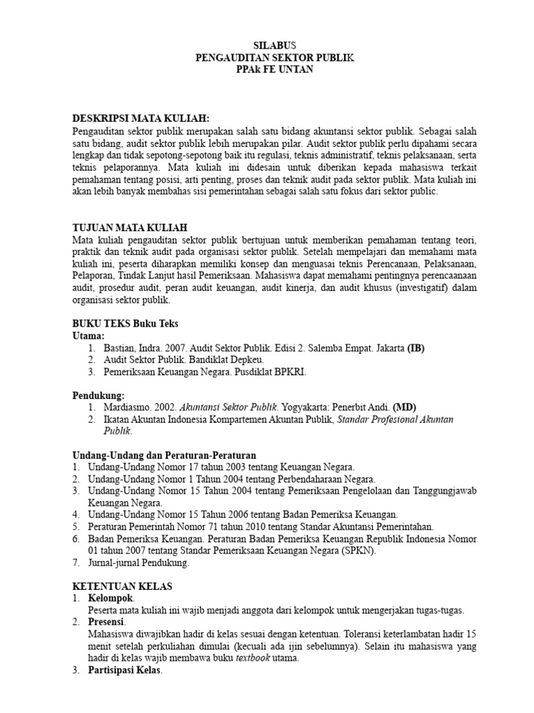Silabus Audit Sektor Publik | PDF | Bisnis