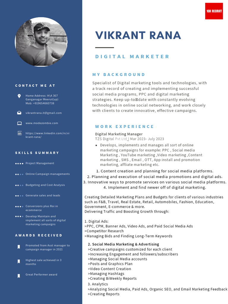Vikrant Rana - SMM - 10x Recruit | PDF | Digital Marketing | Popular ...