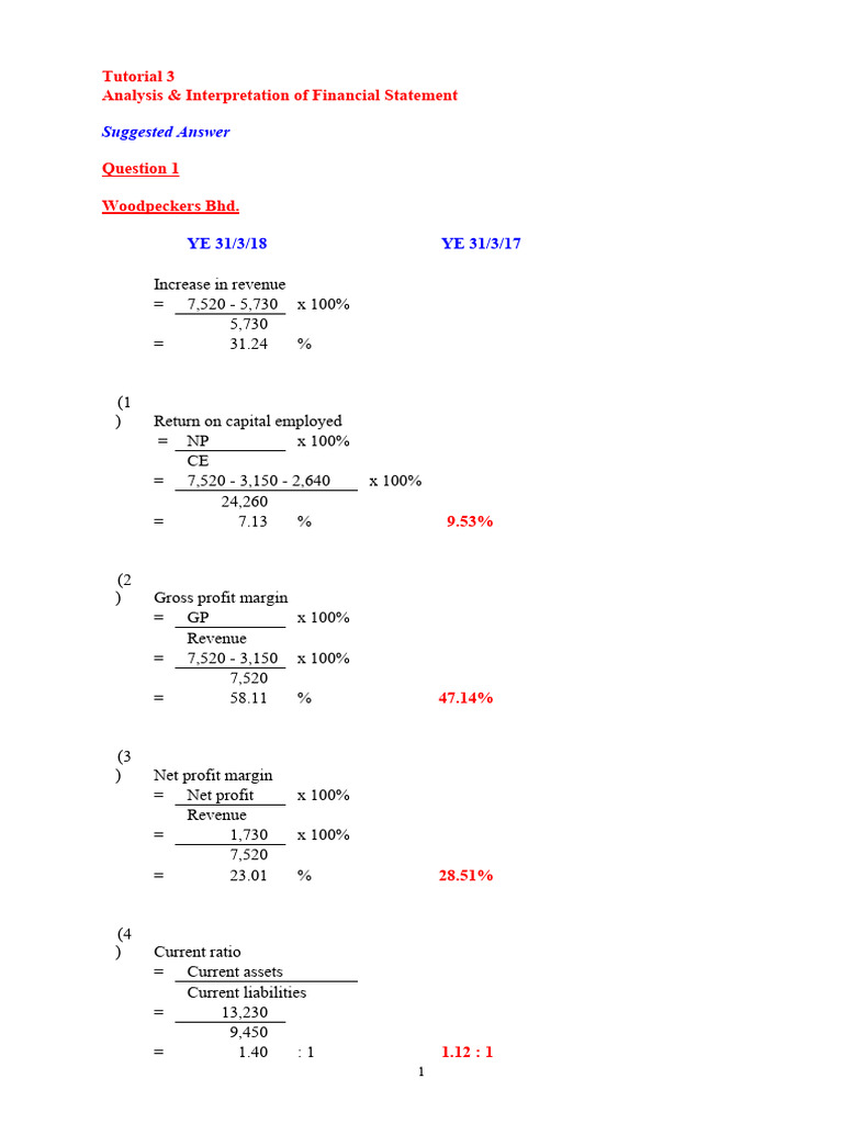 Tutorial 3 Ratio Analysis (A) | PDF | Dividend | Debt