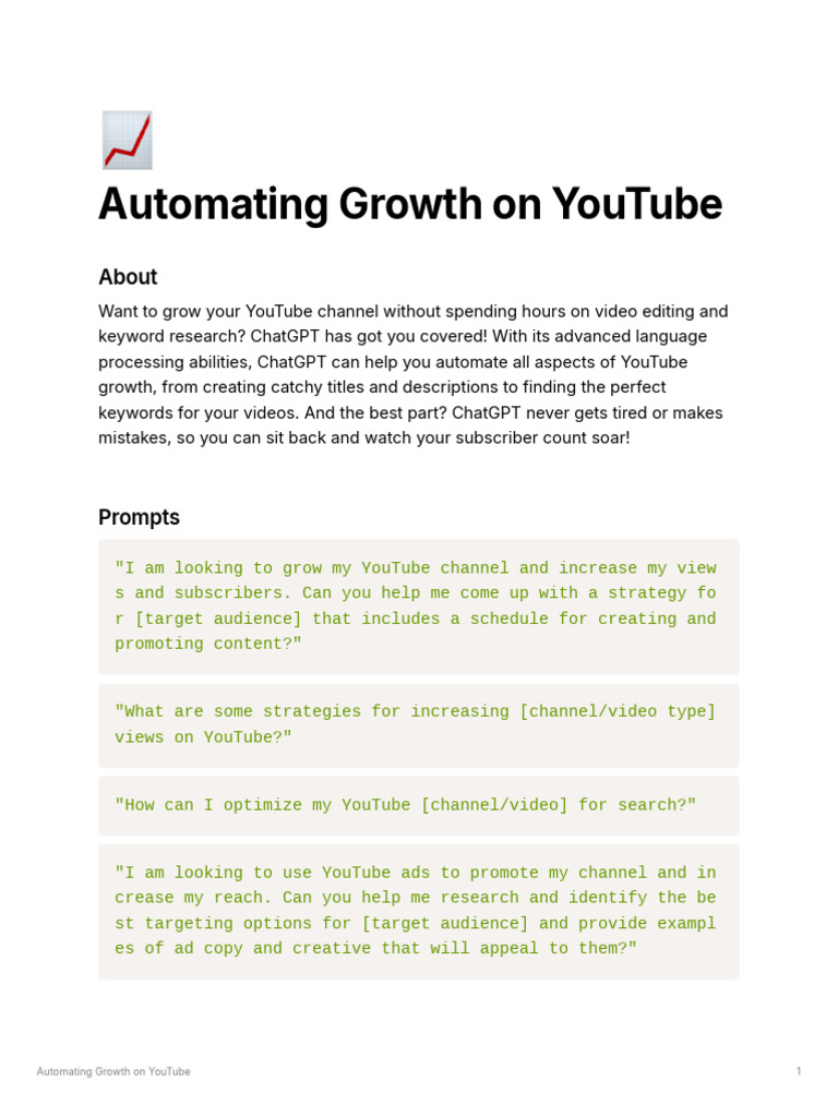 Automating Growth On YouTube | PDF | You Tube | Video