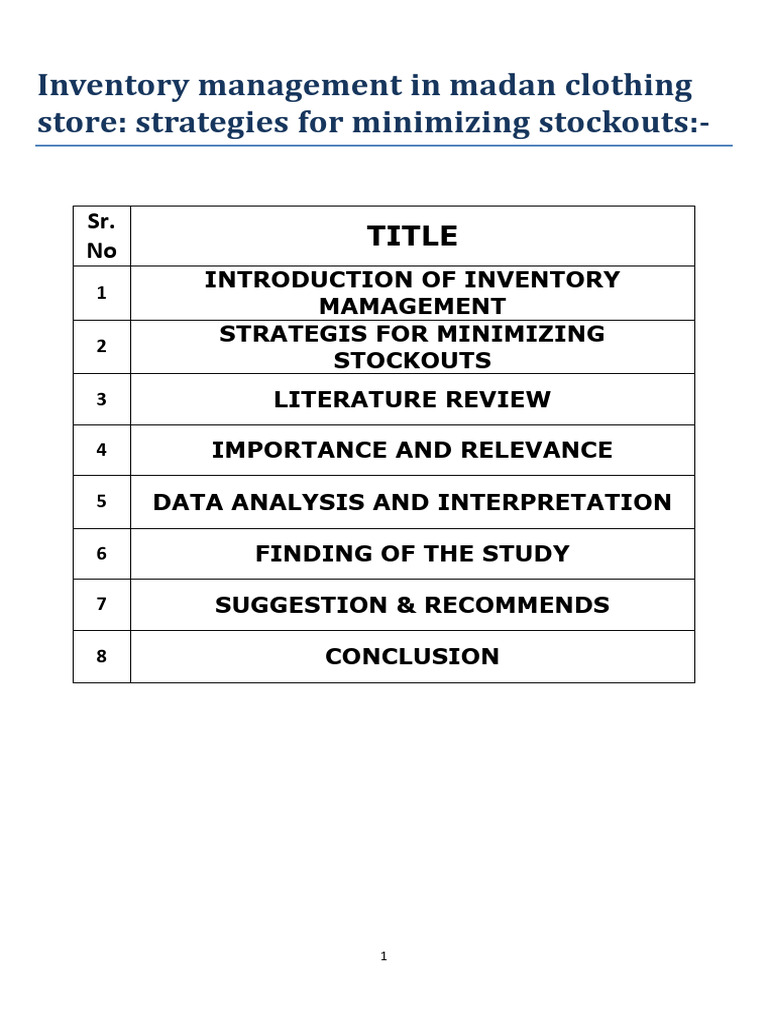 Clothes MBA Mini Project | PDF | Inventory | Supply Chain