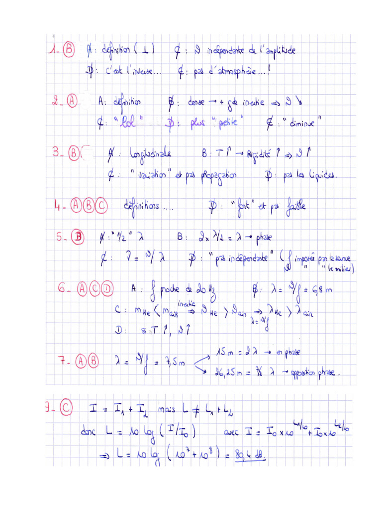 Correction QCM Chapitre 9 (Sons) | PDF