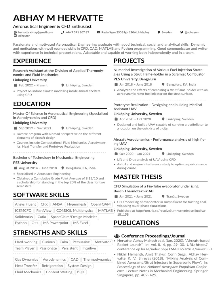 Abhay CV 2 | PDF | Computational Fluid Dynamics | Aerospace Engineering