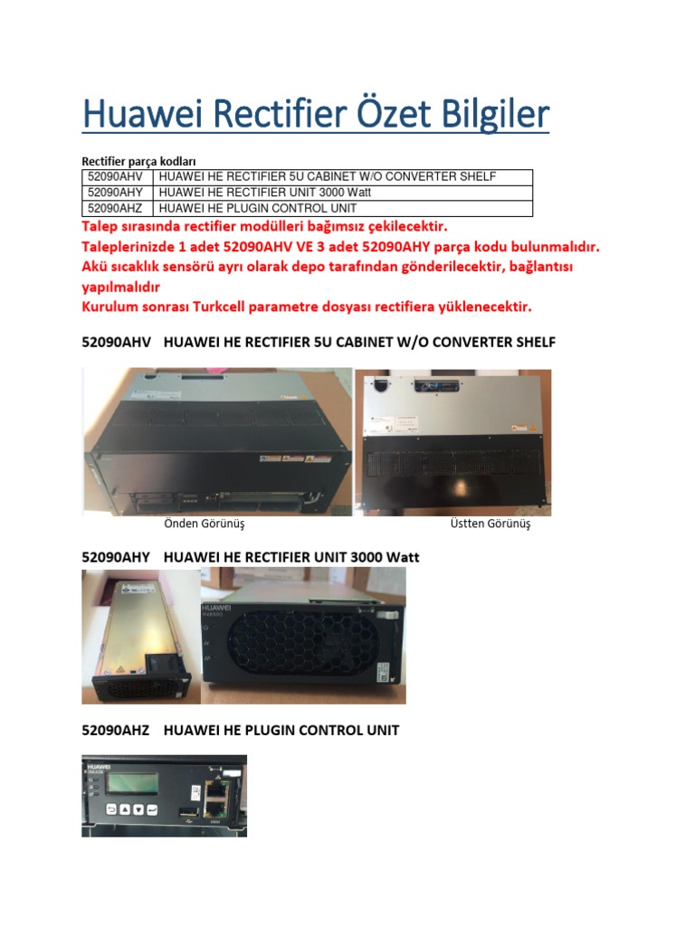 Huawei Rectifier Özet Bilgiler | PDF