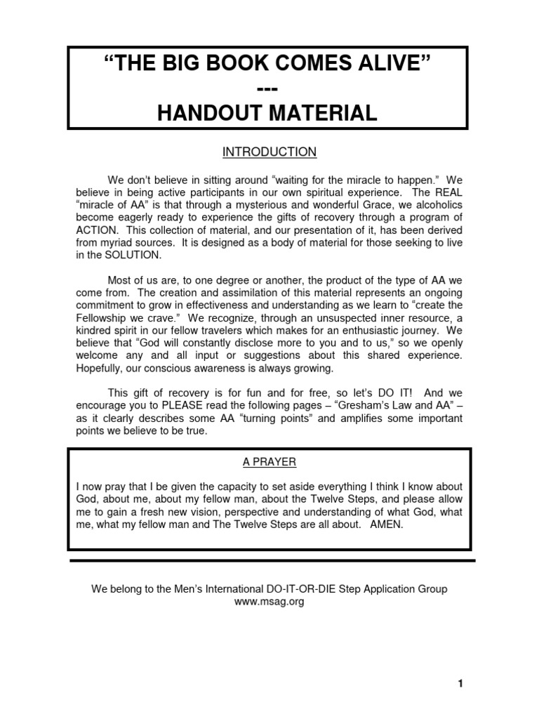 Big Book Study Guide Men S Step Application Group | PDF | Alcoholics ...