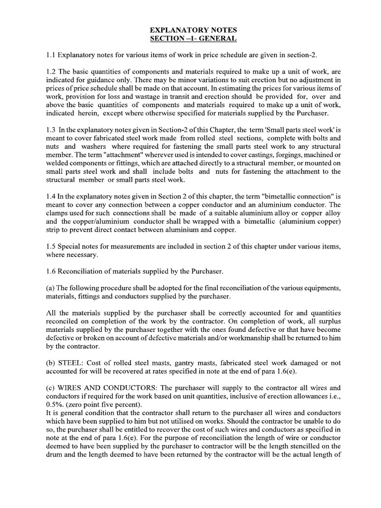 Explanatory Notes For SOR | PDF