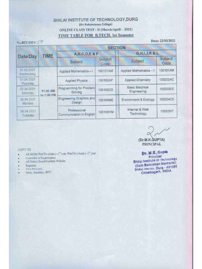 B.tech. First Sem CT II | PDF