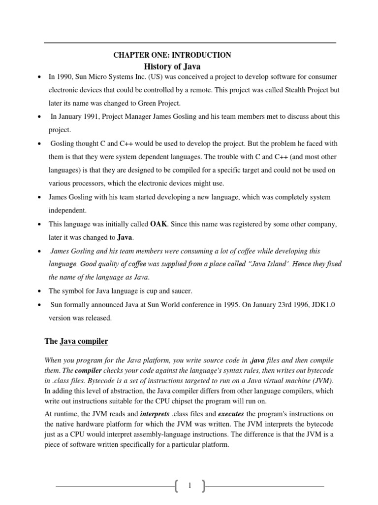 Chapter 1 Introduction | PDF | Java (Programming Language) | Method (Computer Programming)