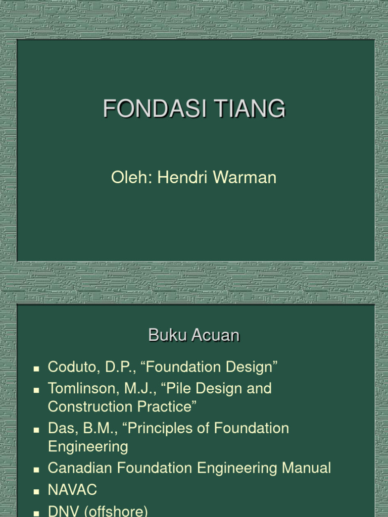 Kapasitas Fondasi Tiang Statis | PDF