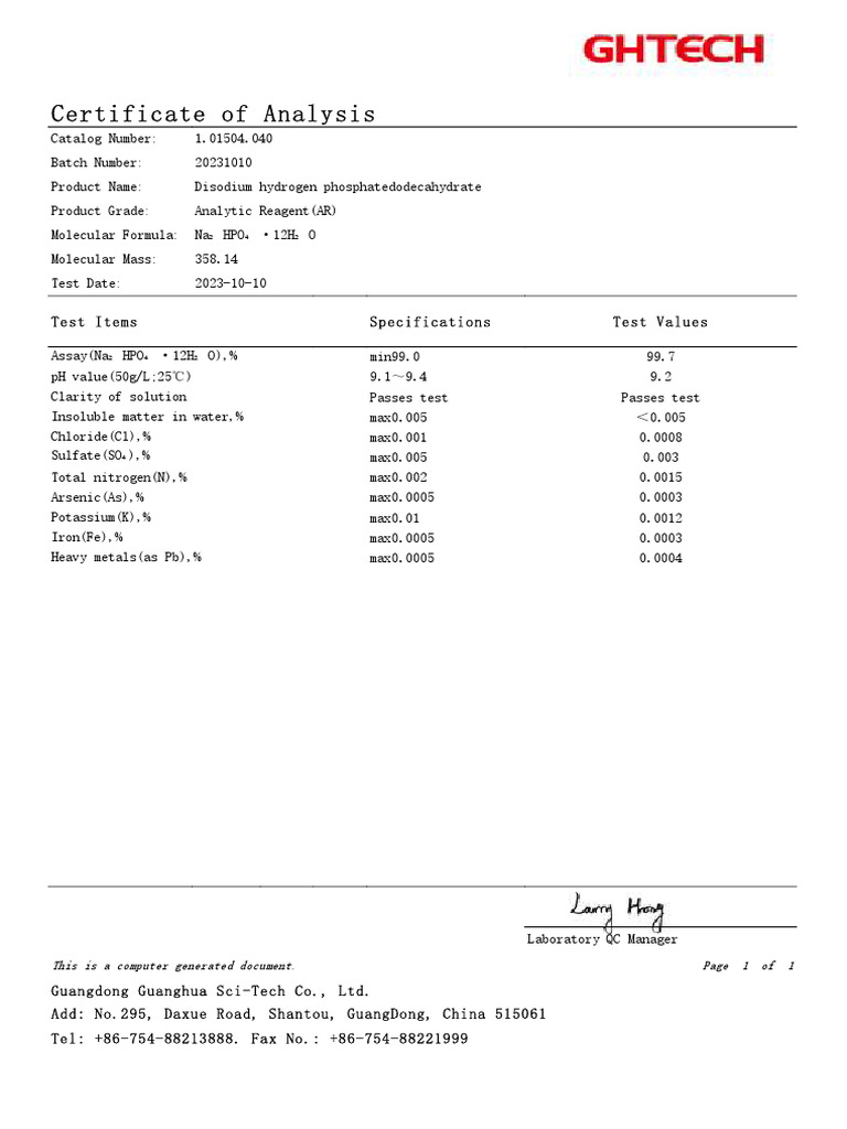 JHD - Disodium Hydrogen Phosphate Dodecahydrate - Na2HPO4 - Ch500g ...
