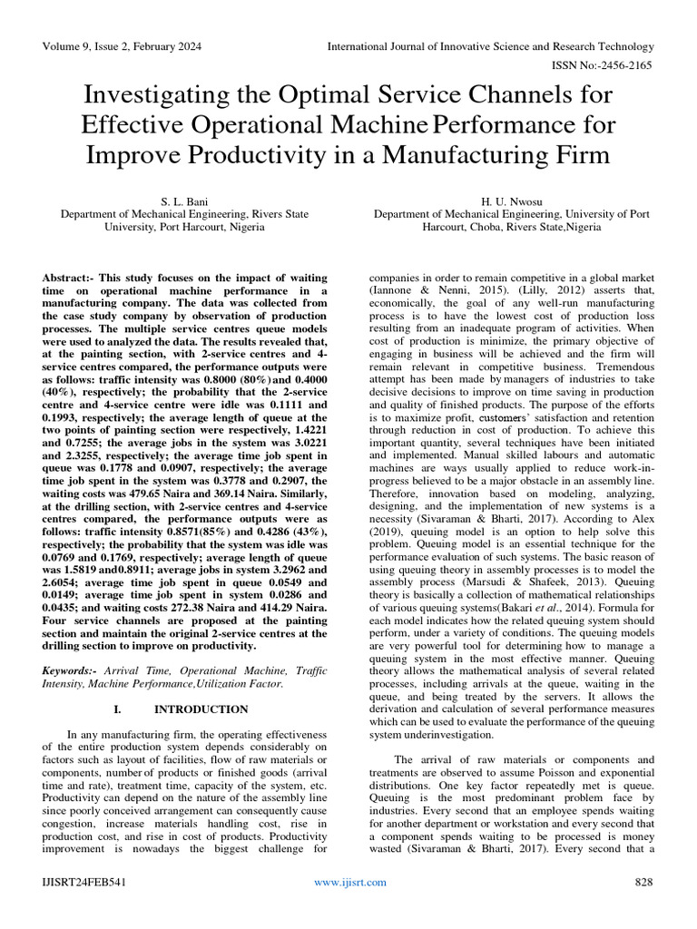 Investigating The Optimal Service Channels For Effective Operational MachinePerformance For ...