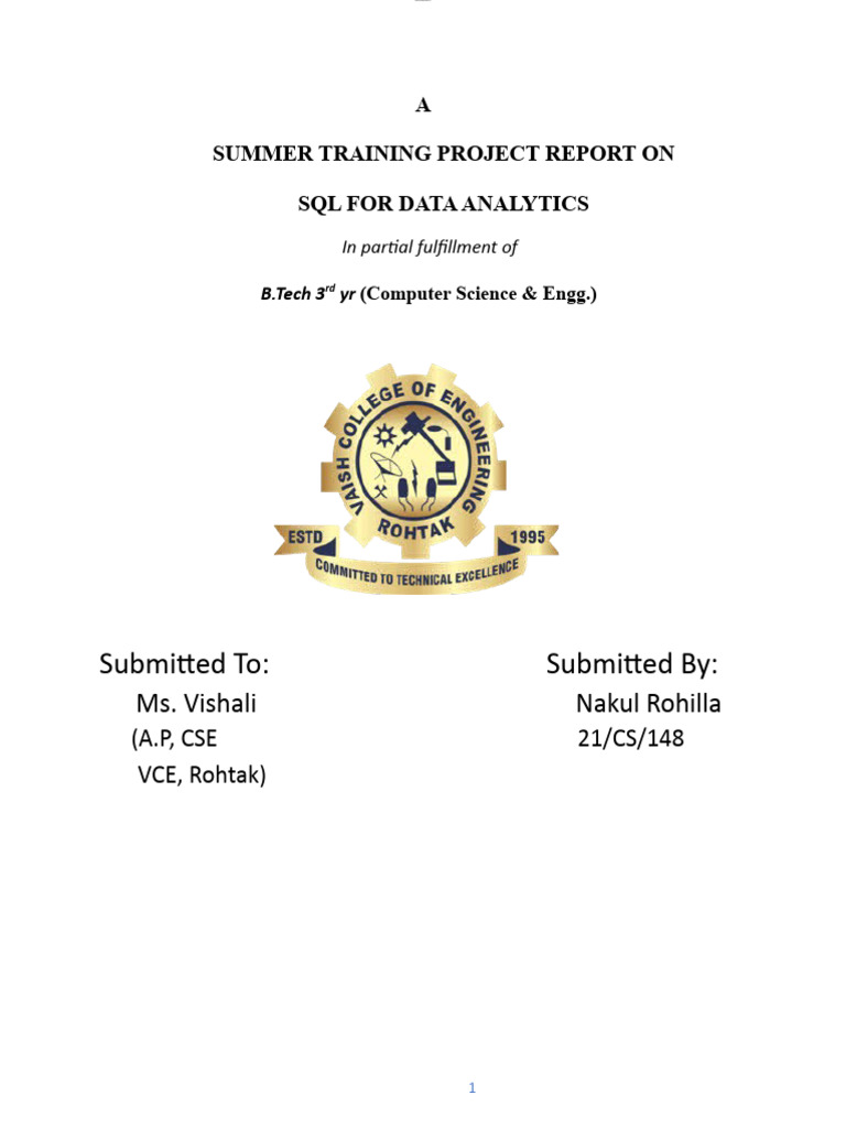 Summer Training Report File | PDF | Databases | Postgre Sql