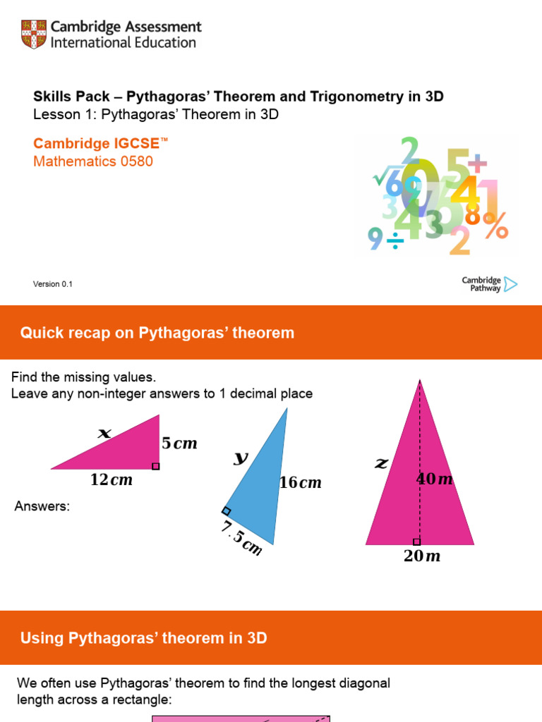 1 - Pythagoras Theorem in 3D | PDF | Mathematical Objects | Euclid