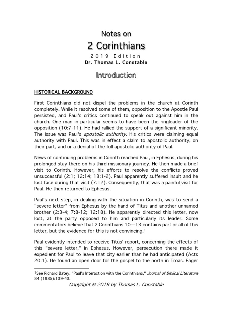 2 Corinthians | PDF | Paul The Apostle | First Epistle To The Corinthians