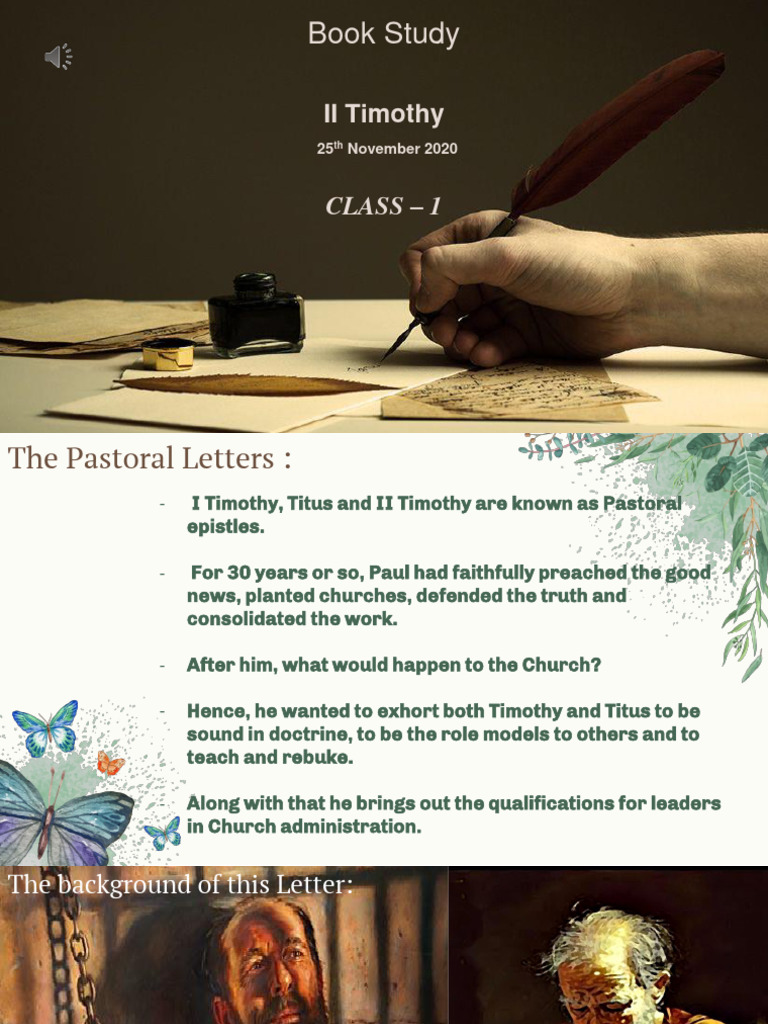 2 Timothy Class 1 | PDF | Saint Timothy | Paul The Apostle