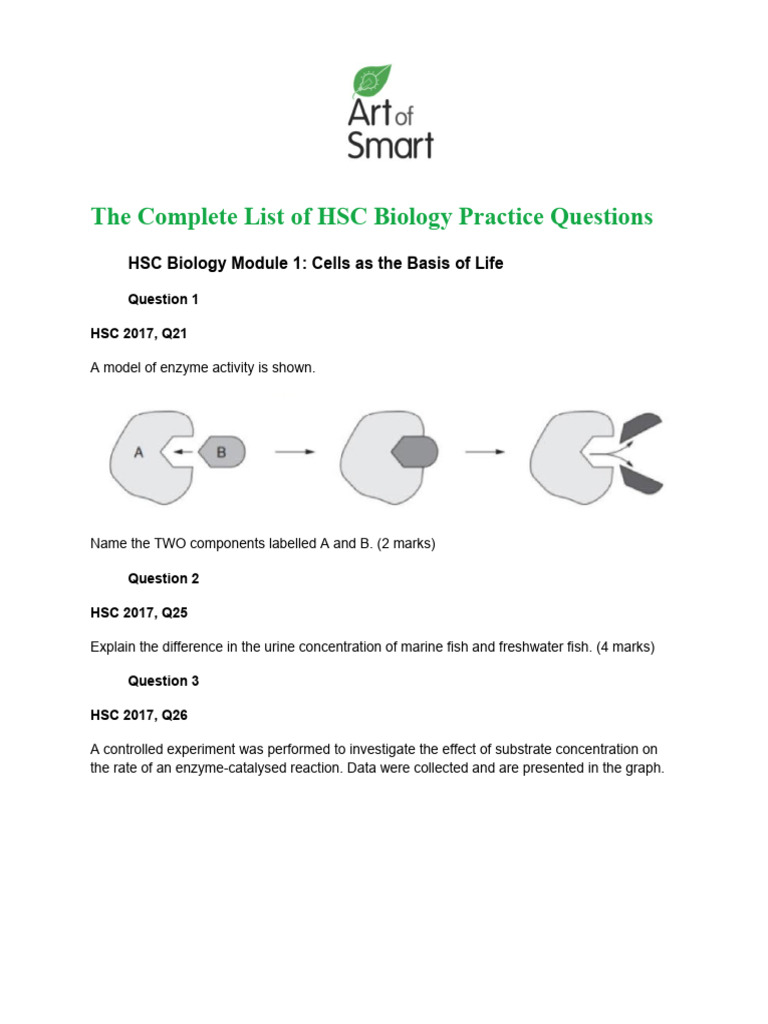 The Complete List of HSC Biology Practice Questions | PDF | Infection ...