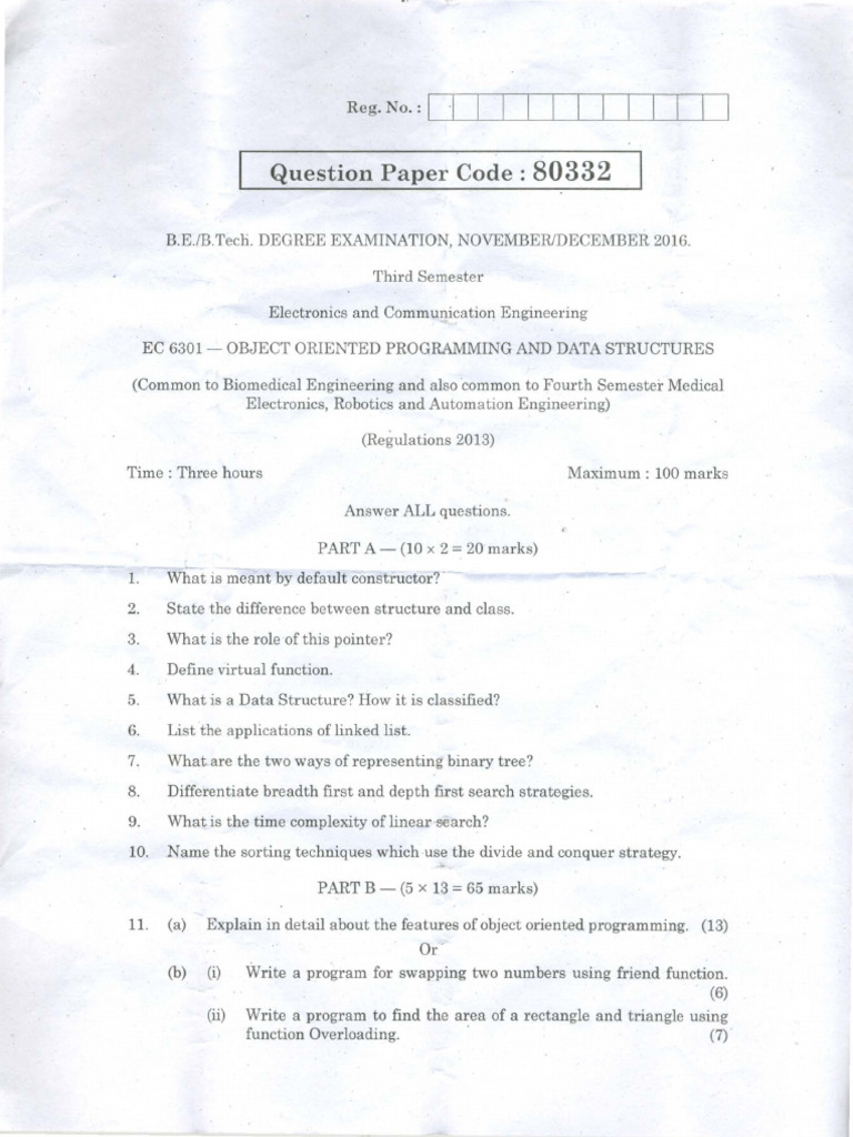 Ec6301 Oopds Nov - Dec2016 | PDF | C++ | Function (Mathematics)