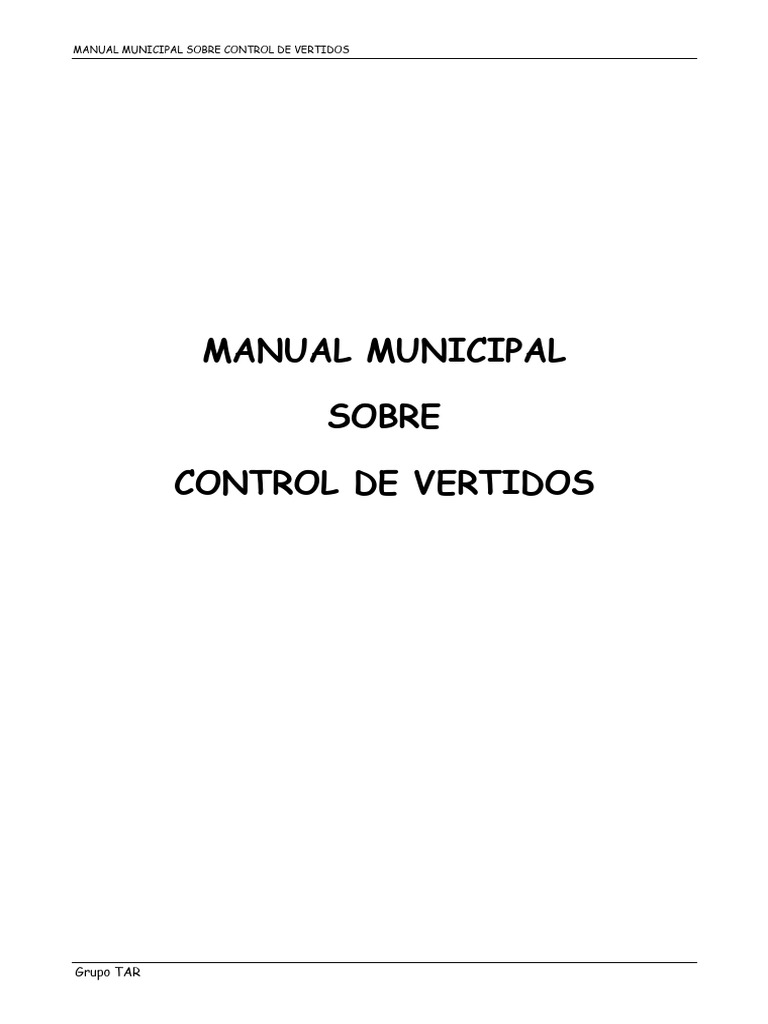 Manual - Control - Vertidos Del Grupo TAR | PDF | Aguas residuales | Tratamiento de aguas residuales