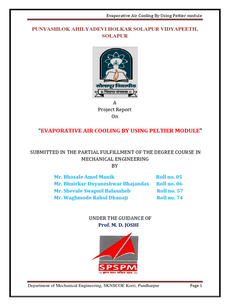 Project Report of Air Cooler Using Peltier | PDF | Pipe (Fluid ...