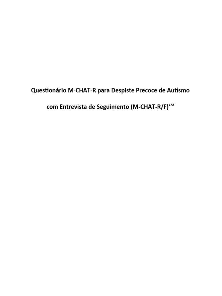 Questionário M-CHAT-R para Autismo | PDF | Brinquedos