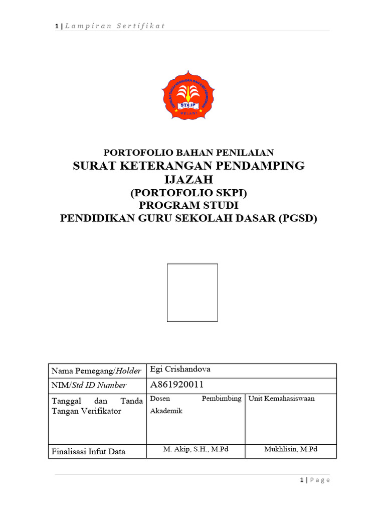 Contoh SKPI untuk Mahasiswa PGSD | PDF