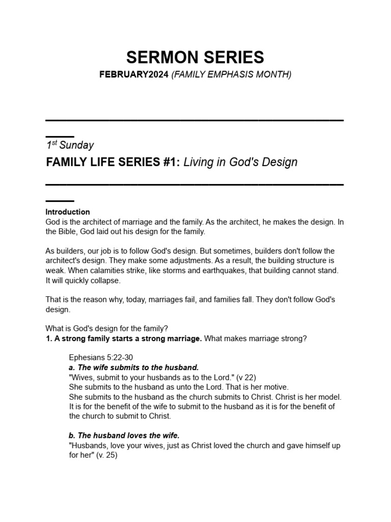 Family Life Series: God's Design for Families | PDF | Marriage | Divorce