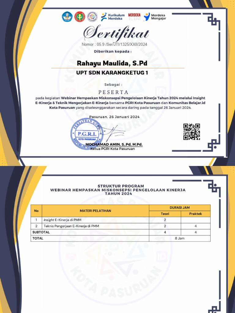 Sertifikat Webinar PGRI SLCC 2024 Rahayu Maulida, S.PD | PDF