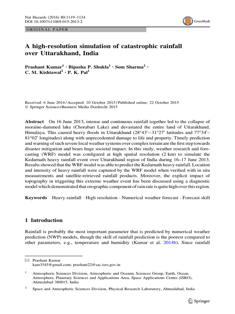 High-Resolution Rainfall Simulation in Uttarakhand | PDF ...