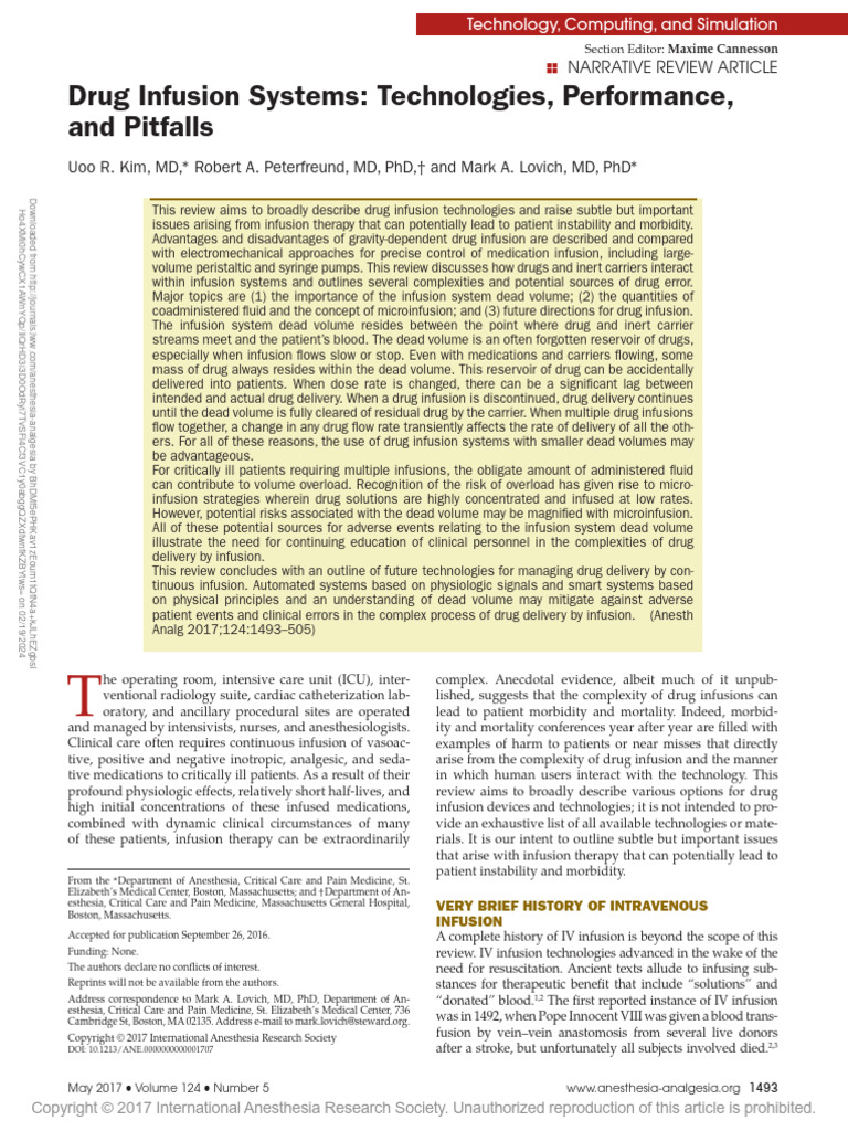 Drug Infusion Systems Technologies, Performance,.24 | PDF | Intravenous Therapy | Intensive Care ...